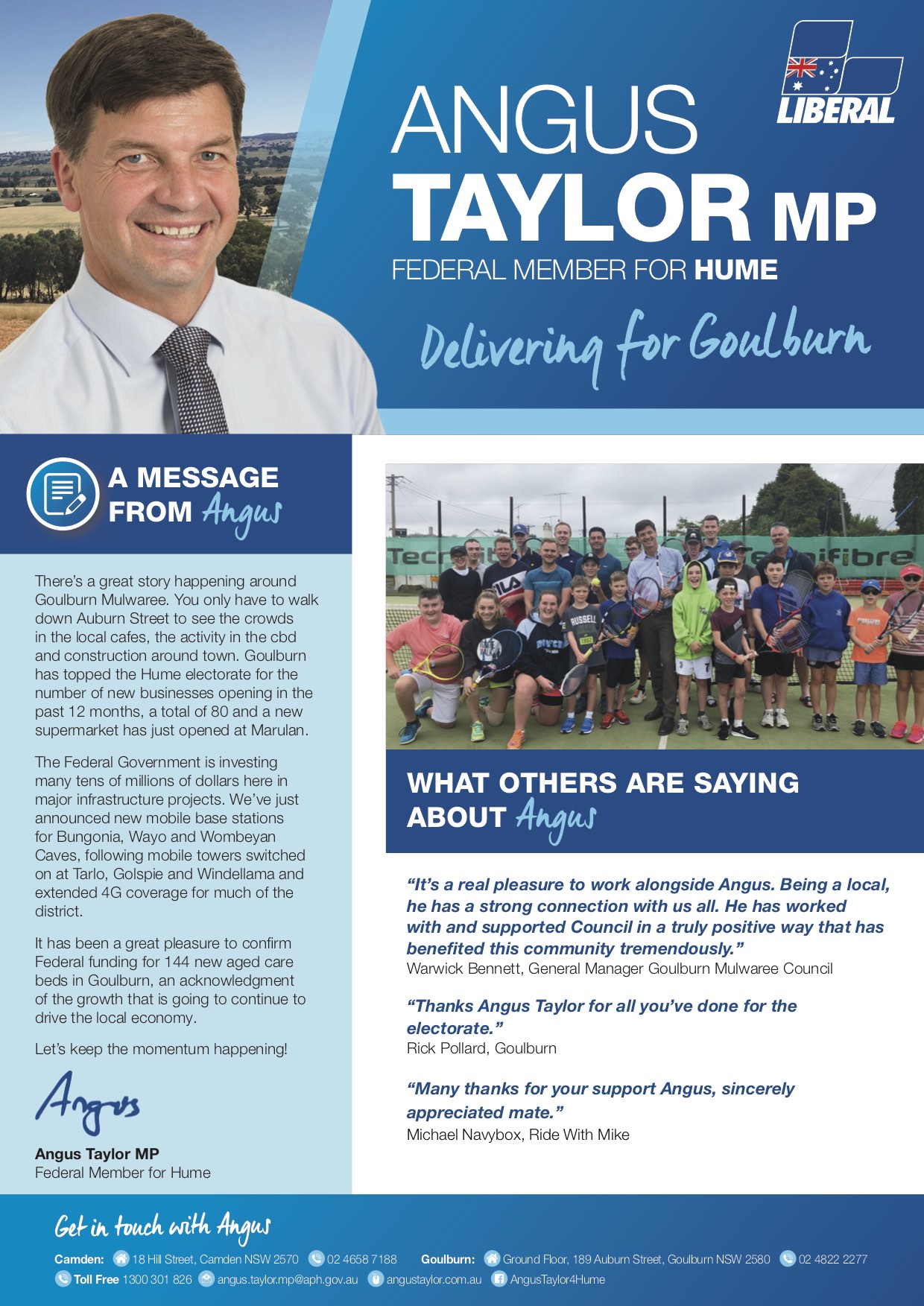 What's happening around Goulburn | Angus Taylor - Federal Member for Hume